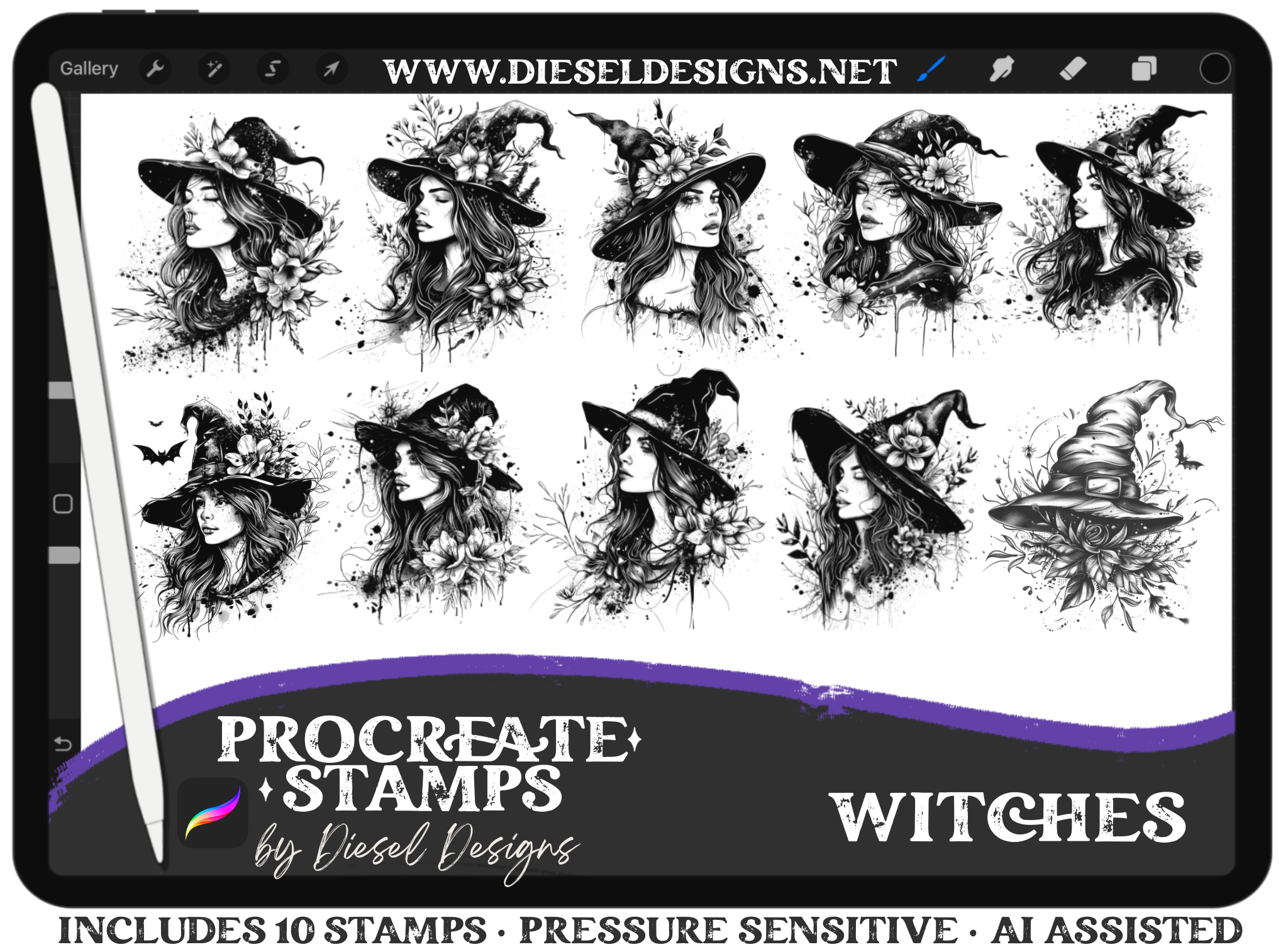 Witches | PROCREATE BRUSHES/STAMPS | Digital File Only – Diesel Designs