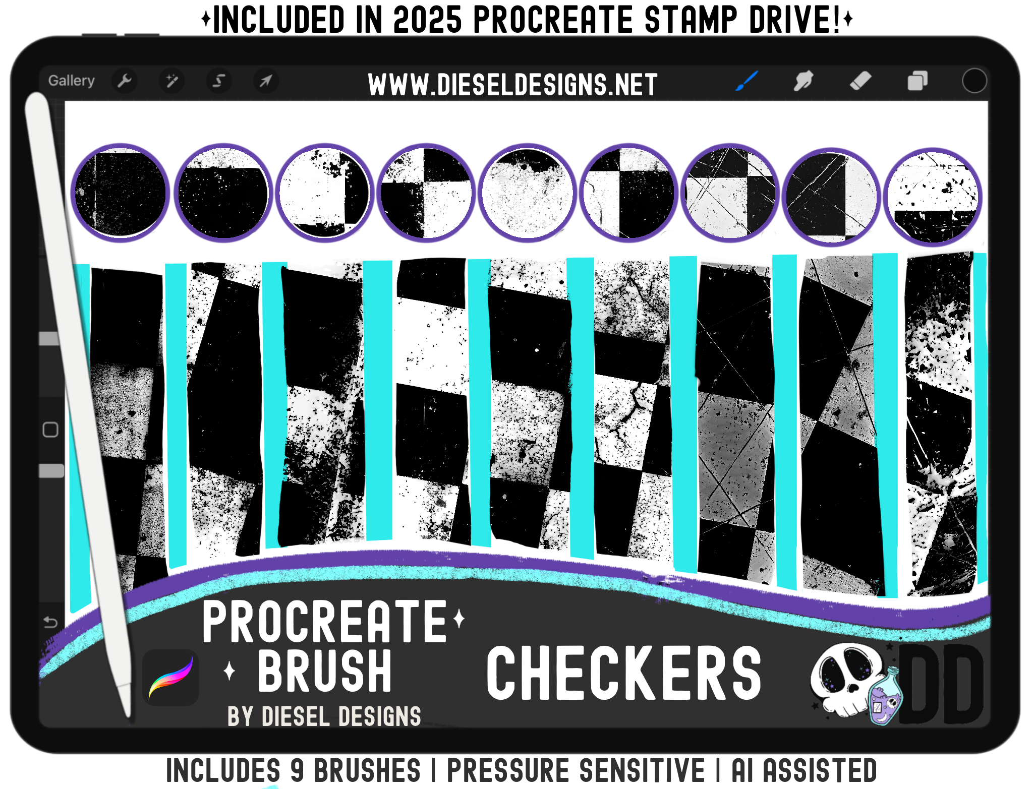 Checkers Brush Set| PROCREATE BRUSHES/STAMPS | Digital File Only ...
