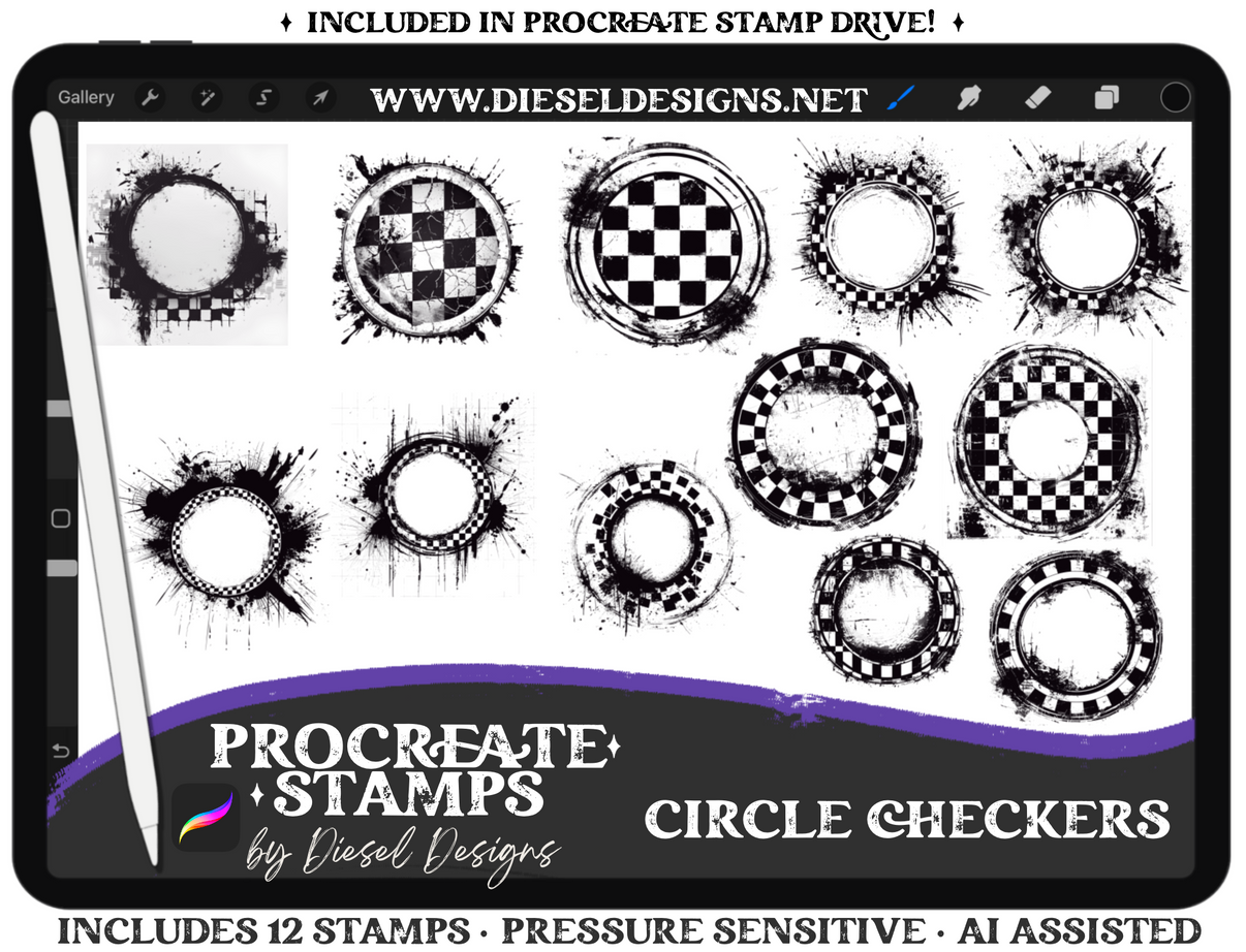 Circle Checkers Stamp Set | PROCREATE BRUSHES/STAMPS | Digital File On ...