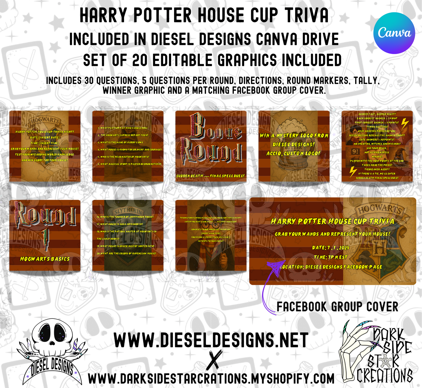 HP Themed Trivia Game | Canva Template | Fully Editable | Facebook | E ...