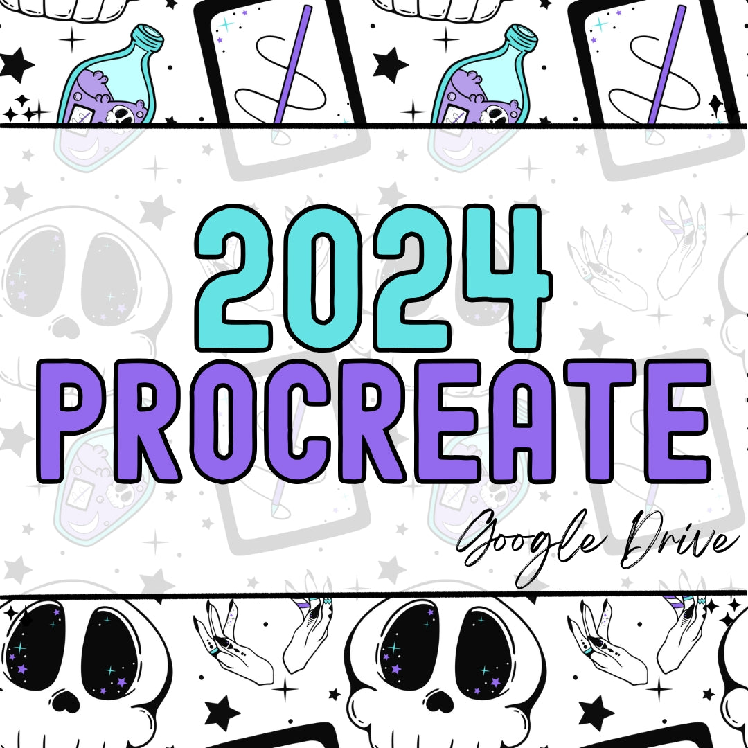 2024 Procreate Stamp & Brush Drive | 300 DPI | Transparent PNG | Seaml ...