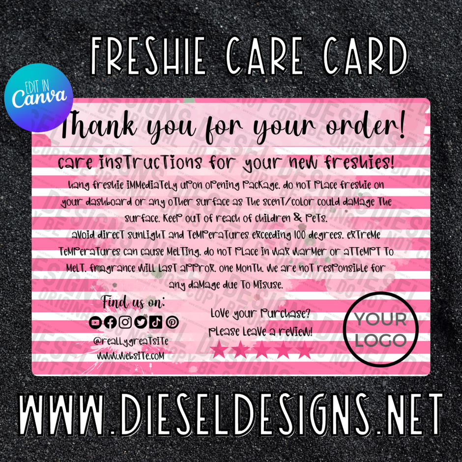 Freshie Care Cards – Diesel Designs